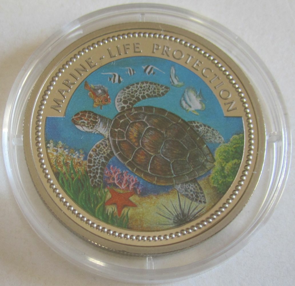Palau 1 Dollar 1998 Marine Life Protection Green Sea Turtle - Mago-Mu ...