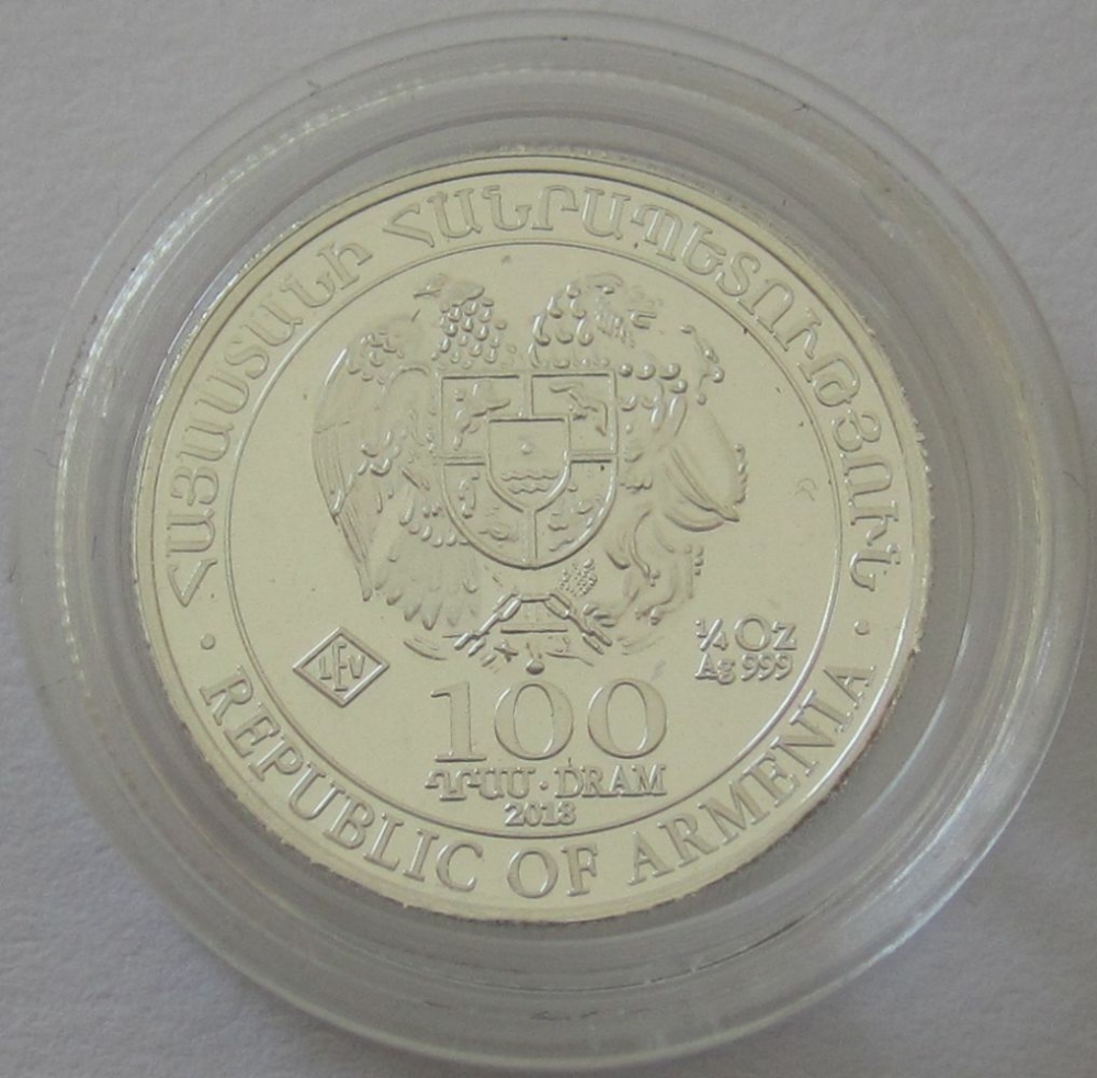 Armenia 100 Dram 2018 Noah's Ark 1/4 Oz Silver - Mago-Muenzen, 10,00