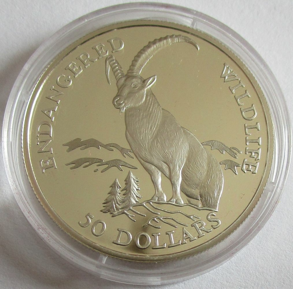 Cook-Inseln 50 Dollars 1991 Tiere Alpensteinbock - Mago-Muenzen, 39,00