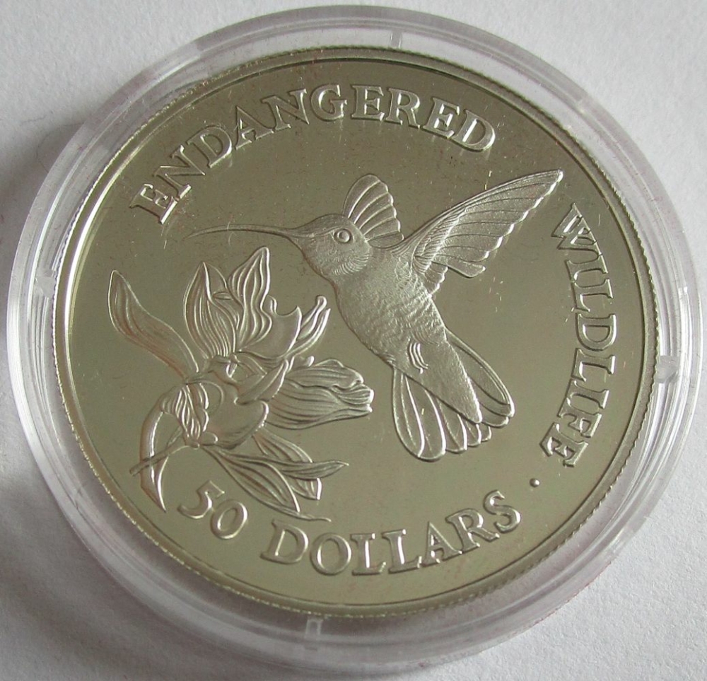 Cook-Inseln 50 Dollars 1991 Tiere Kolibri - Mago-Muenzen, 39,00