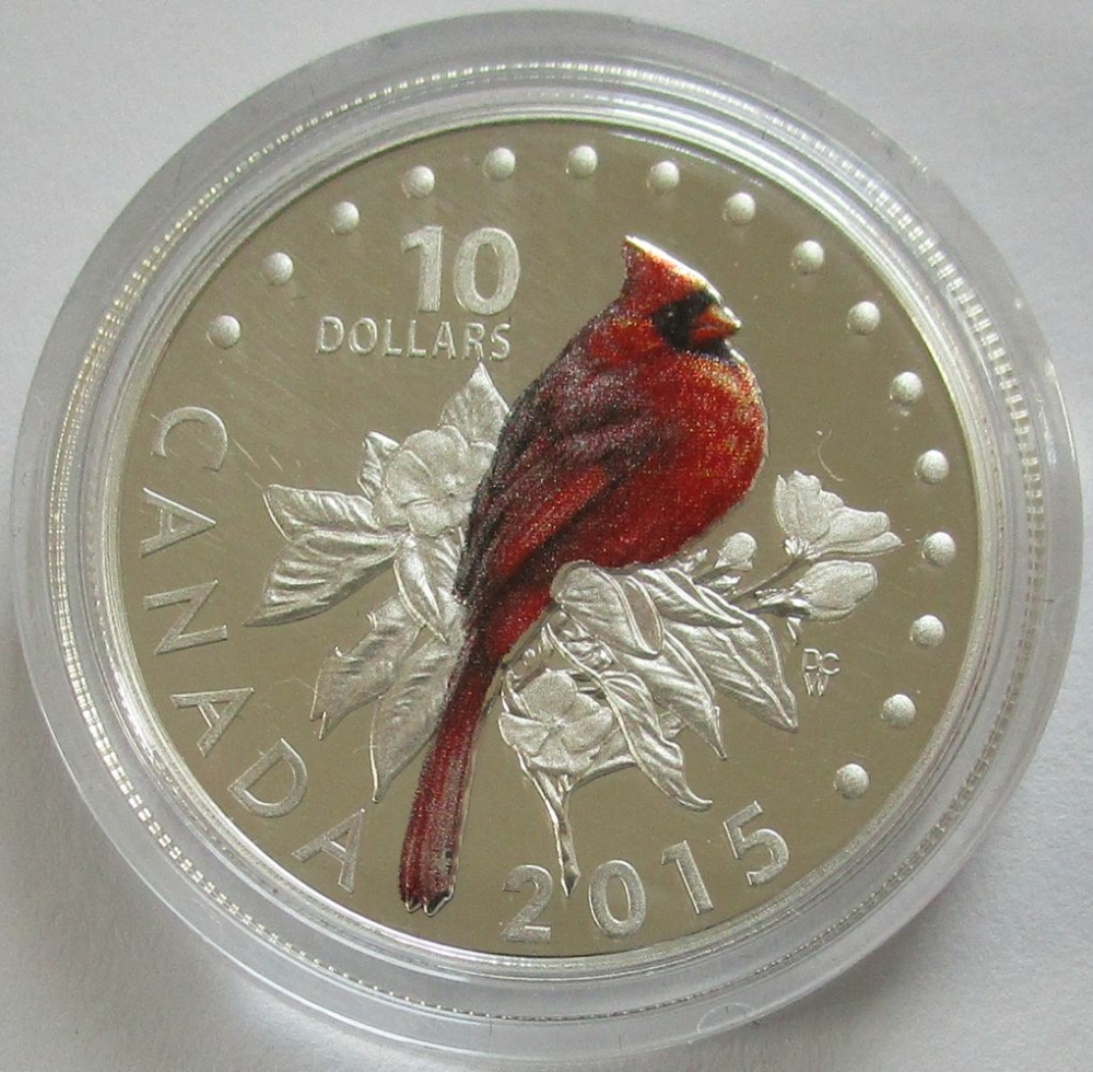 Canada 10 Dollars 2015 Birds Northern Cardinal 1/2 Oz Silver - Mago-M ...