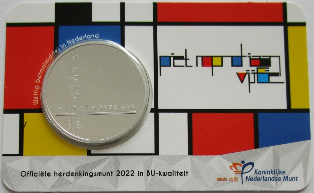 Netherlands 5 Euro 2022 Piet Mondriaan BU - Mago-Muenzen, 15,00