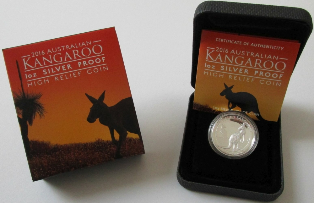 Australien 1 Dollar 2016 Australian Kangaroo High Relief - Mago-Muenz ...