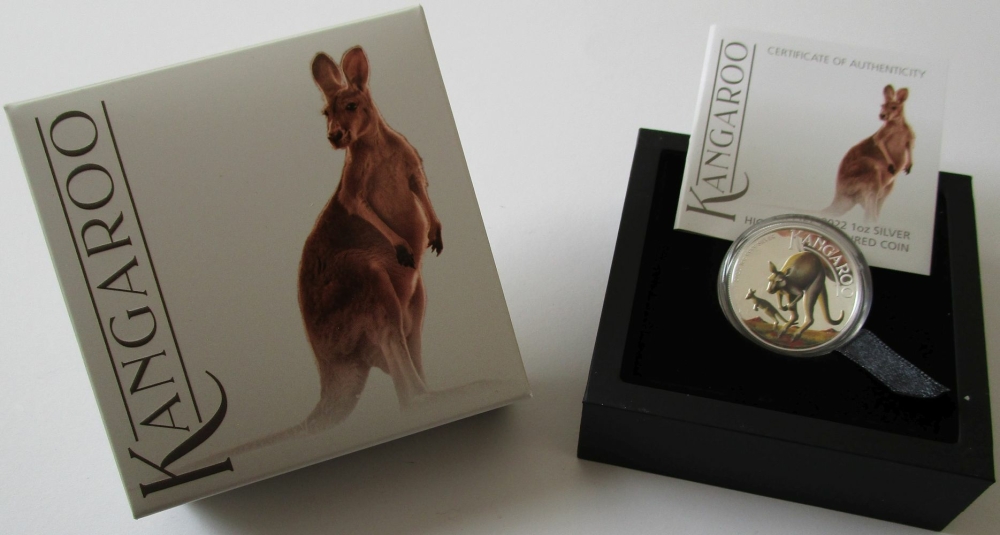 Australien 1 Dollar 2022 Australian Kangaroo High Relief Koloriert ...