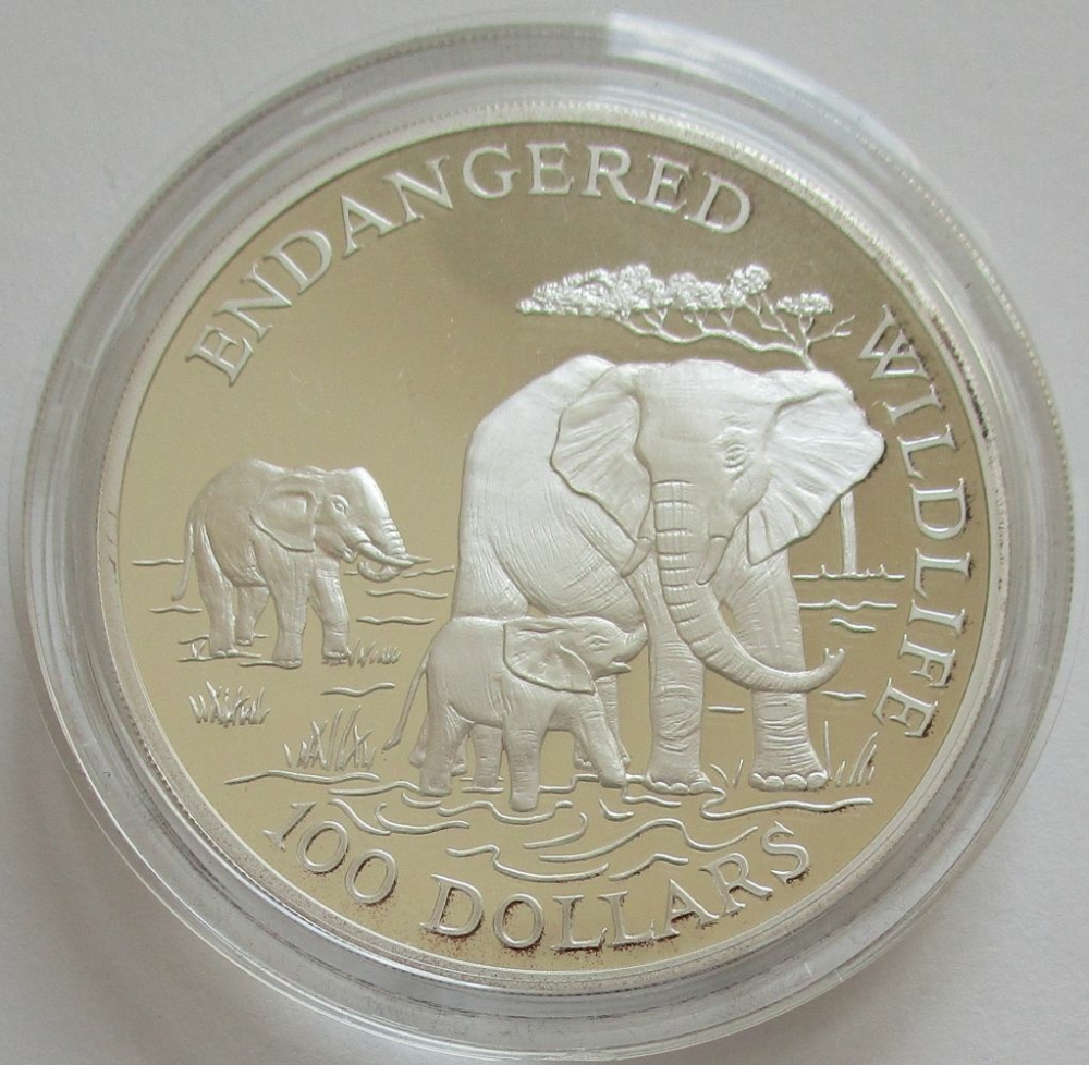 Cook-Inseln 100 Dollars 1991 Tiere Elefant - Mago-Muenzen, 249,00