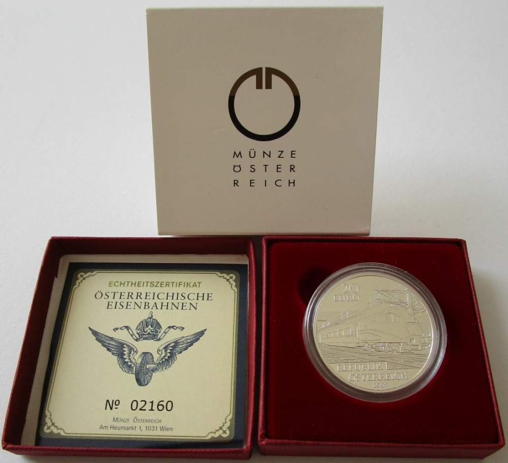 Austria 20 Euro 2009 Railways Railway of the Future Silver - Mago-Mue ...