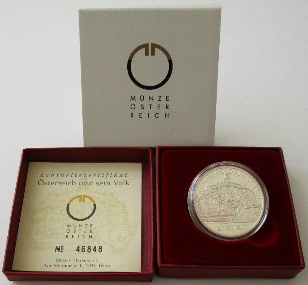 Austria 10 Euro 2002 Schloss Ambras Silver Proof - Mago-Muenzen, 29,00