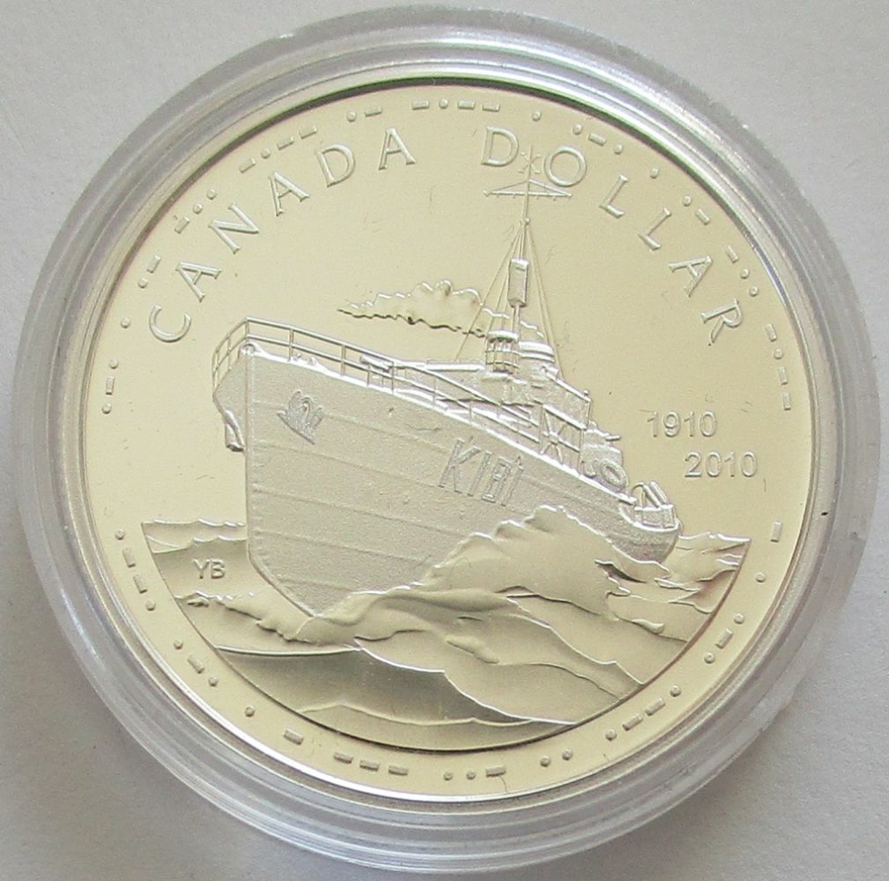 Canada 1 Dollar 2010 100 Years Royal Canadian Navy Silver Proof - Mag ...