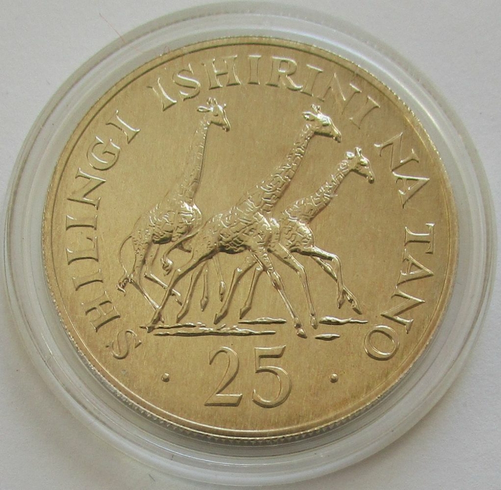 Tansania 25 Shilingi 1974 15 Jahre WWF Giraffe BU - Mago-Muenzen, 59,00