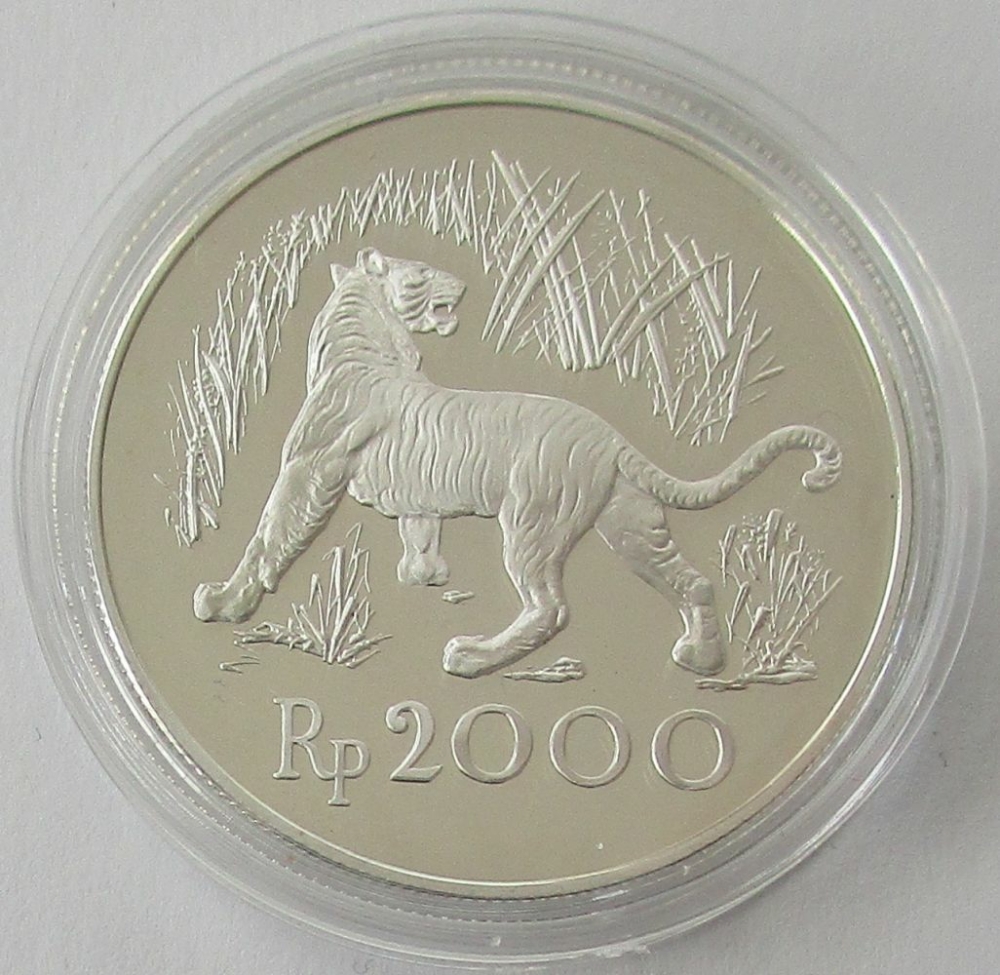 Indonesien 2000 Rupiah 1974 15 Jahre WWF Java-Tiger PP - Mago-Muenzen ...