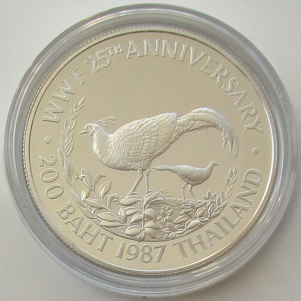 Thailand 200 Baht 1987 25 Jahre WWF Prälatfasan - Mago-Muenzen, 89,00