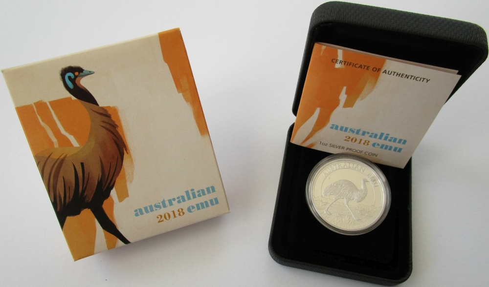 Australia 1 Dollar 2018 Emu 1 Oz Silver Proof - Mago-Muenzen, 139,00