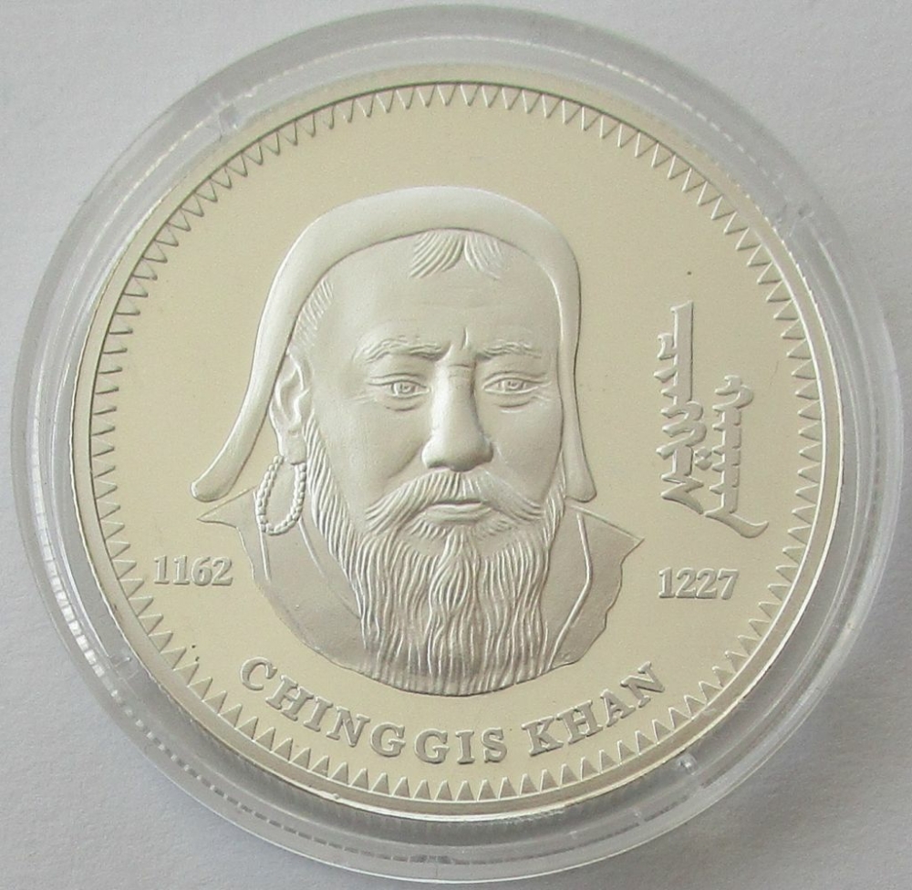 Mongolia 1000 Togrog 2002 Genghis Khan Silver - Mago-Muenzen, 59,00