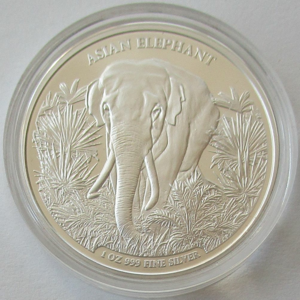 Cambodia 3000 Riels 2023 Wildlife Asian Elephant 1 Oz Silver - Mago-M, 59,00