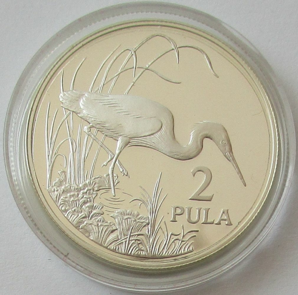 Botswana 2 Pula 1986 25 Jahre WWF Braunkehlreiher - Mago-Muenzen, 49,00