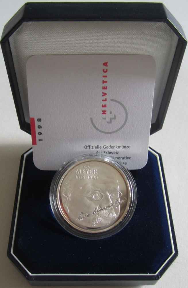 Schweiz 20 Franken 1998 Conrad Ferdinand Meyer PP - Mago-Muenzen, 35,