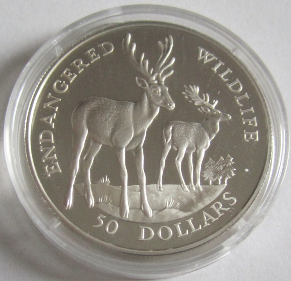 Cook-Inseln 50 Dollars 1991 Tiere Damhirsch - Mago-Muenzen, 39,00