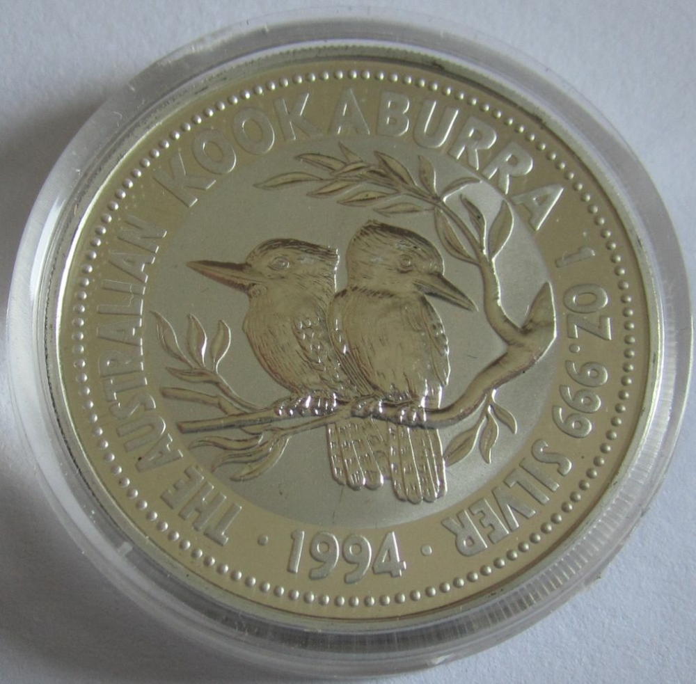 Australia 1 Dollar 1994 Kookaburra 1 Oz Silver - Mago-Muenzen, 59,00