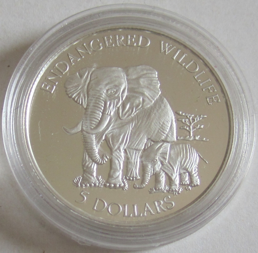 Cook-Inseln 5 Dollars 1995 Tiere Elefant - Mago-Muenzen, 15,00